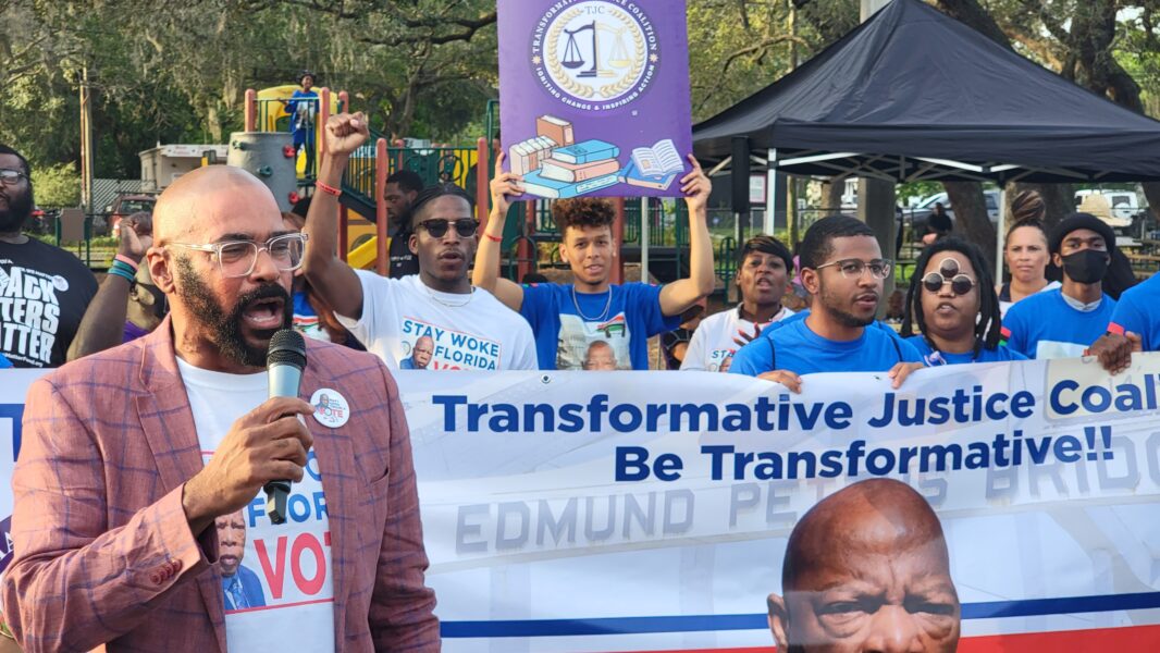 WMNF | "Stay Woke" Bus Tour stops in East Tampa for voting rights rally ...